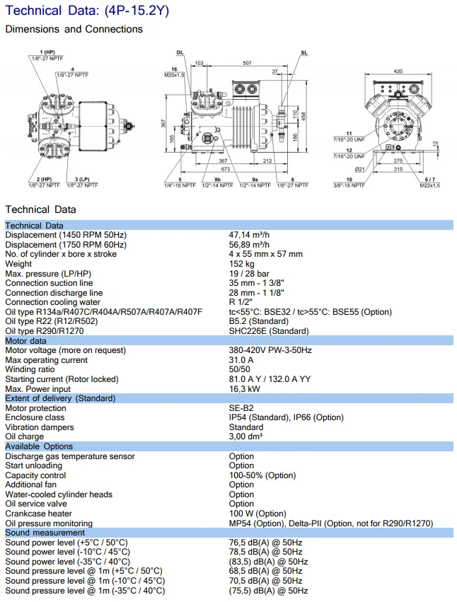 Bitzer Semi-Hermetic Reciprocating Compressor 4p-15.2