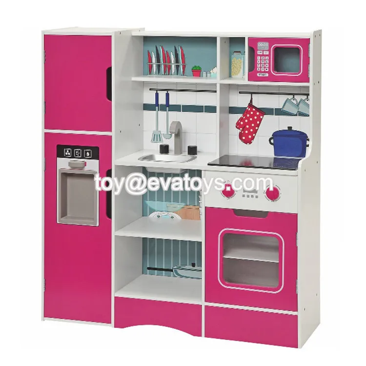 New Design Pretend Play Toys Wooden Red Play Kitchen For Children ...