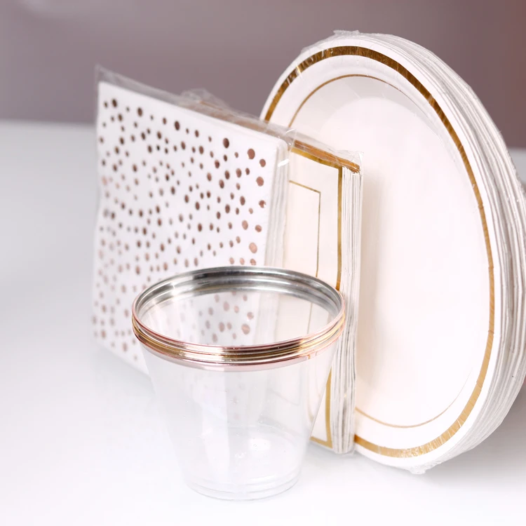 Ready To Ship 9oz Plastic Gold Rim Cups Disposable Cup - Buy Gold Rim ...