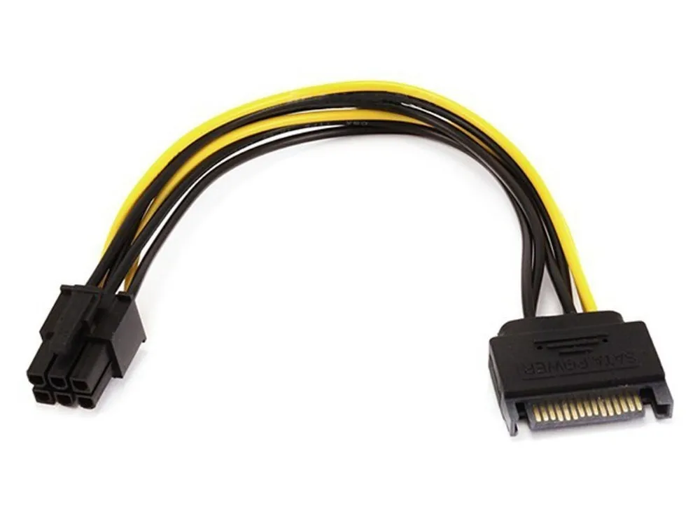 SATA 8-Inch 15 Pin to 6 Pin PCI Express Card Power Cable