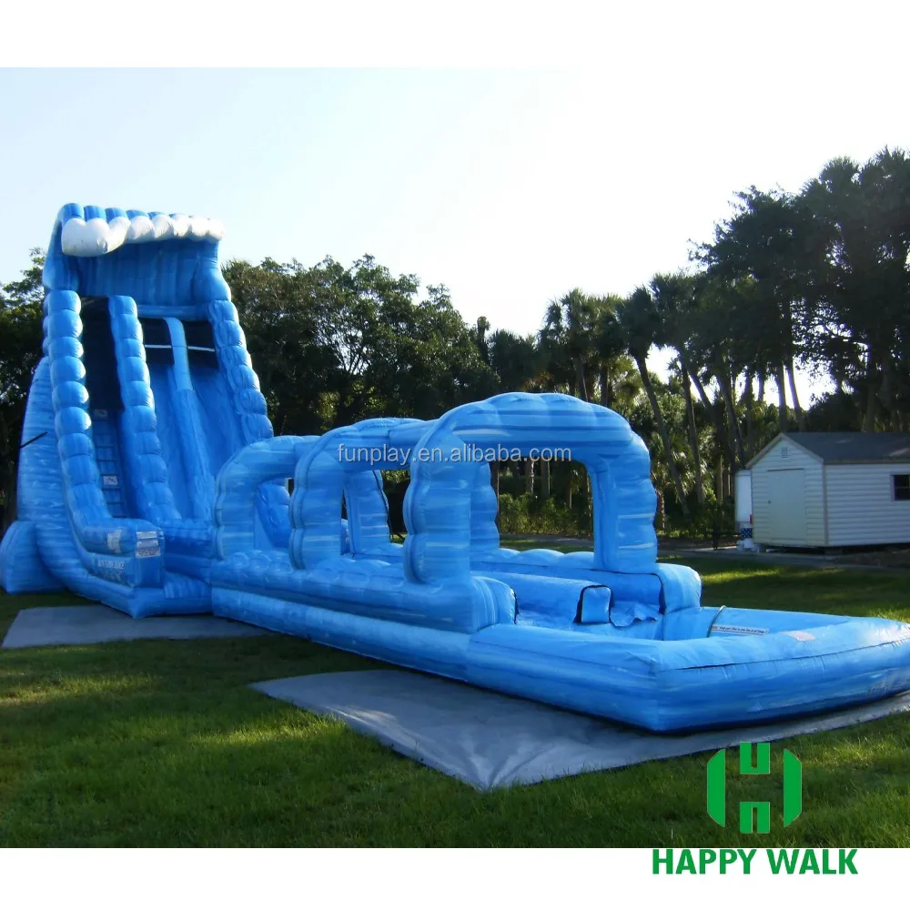 Hi New Blue Color Long Water Slide China,Wave Inflatable Big Water ...