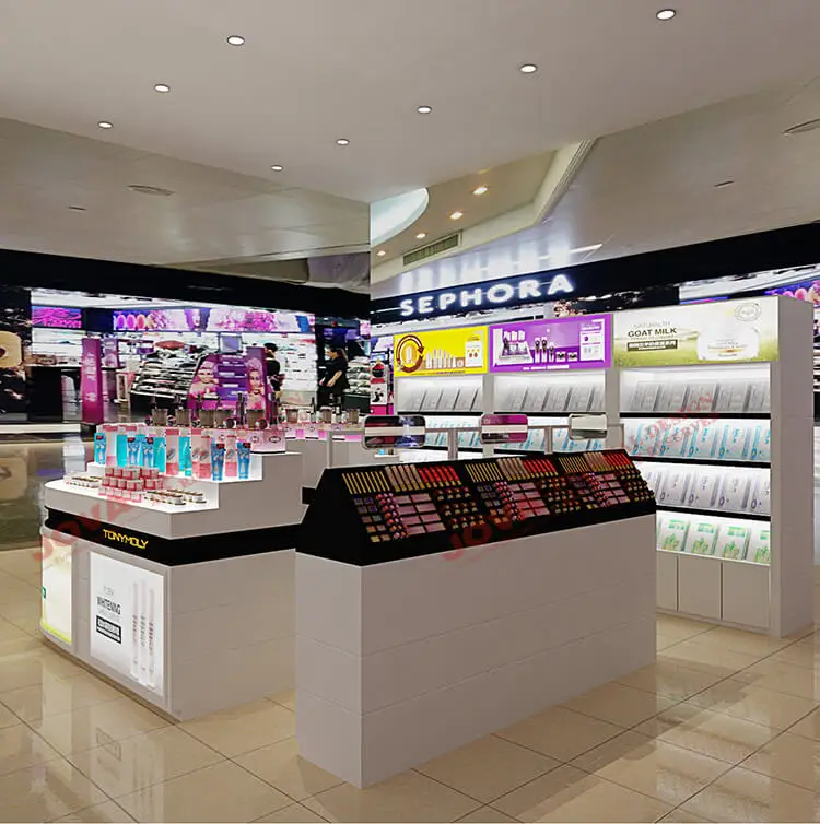 Small Cosmetic Shop Design Hot Sale Make Up Stand And Display Showcase ...