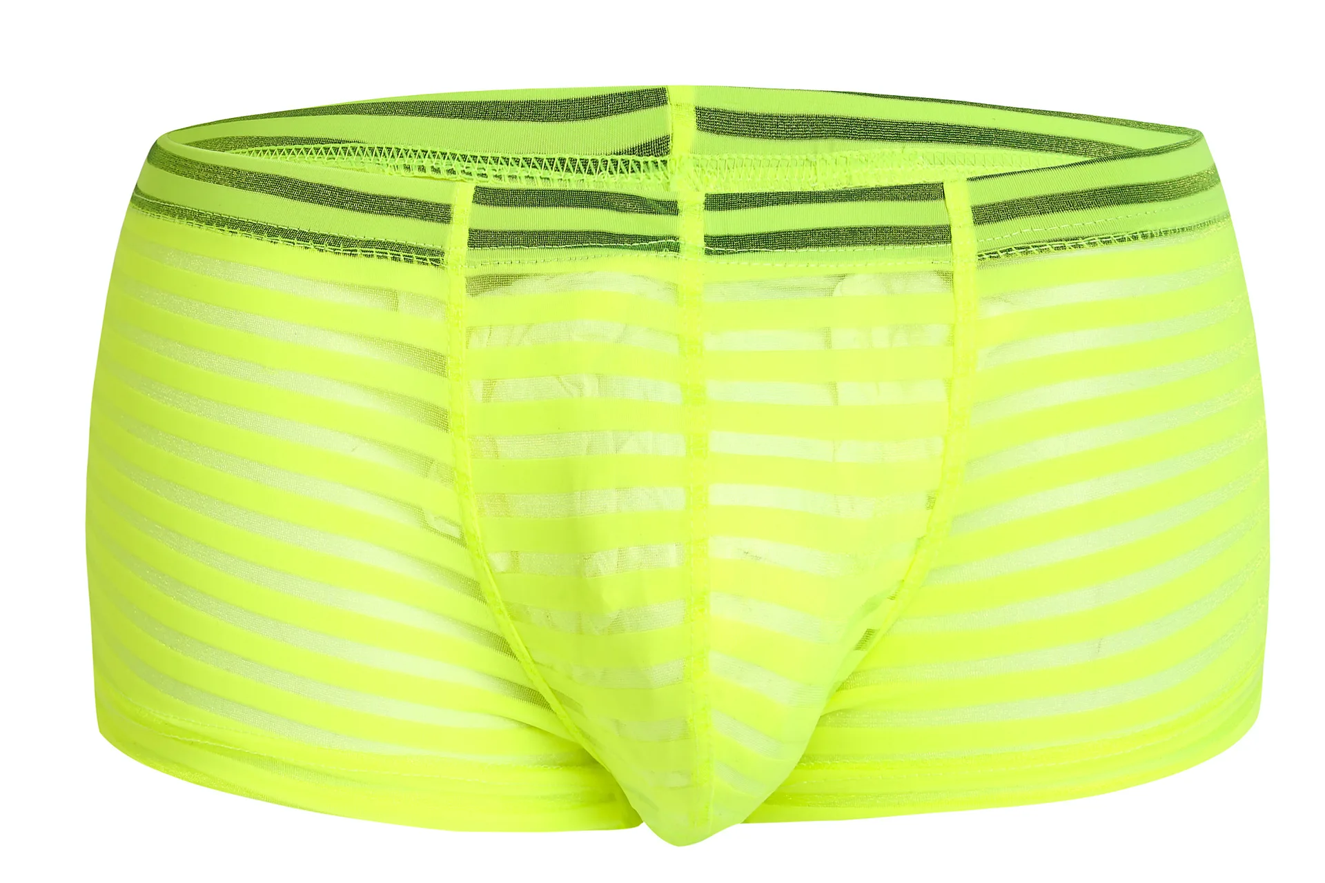 Men's Sexy Transparent Boxer Briefs Low Waist Underwear Mesh Stripe ...