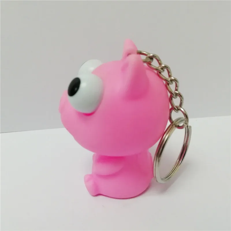 3D Popeyed Pink Pig Rubber Keychains - Custom Eyes Popper
