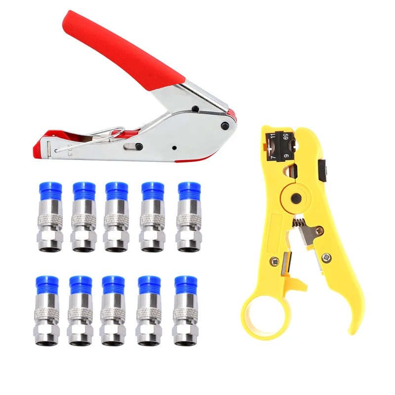 F Connector Compression Tool Kit - Efficient Coaxial Cable Stripping