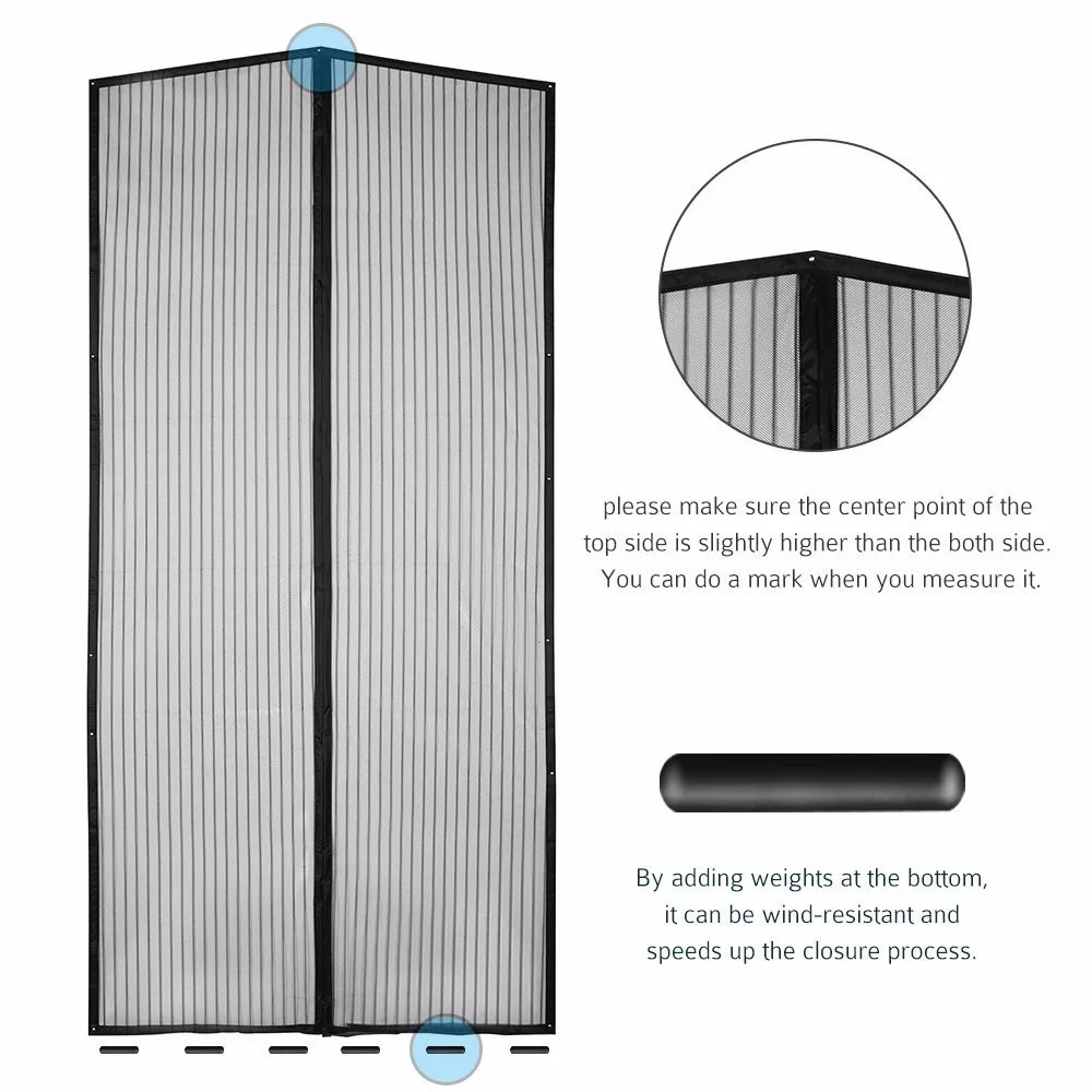 Hands Free Mesh Magnetic Screen Door Self Sealing Curtain Heavy Duty ...