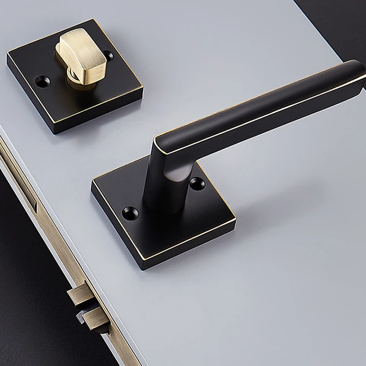 Square Brass Split Door Handle Lock Set For Bedroom Kitchen Cl-0521 ...
