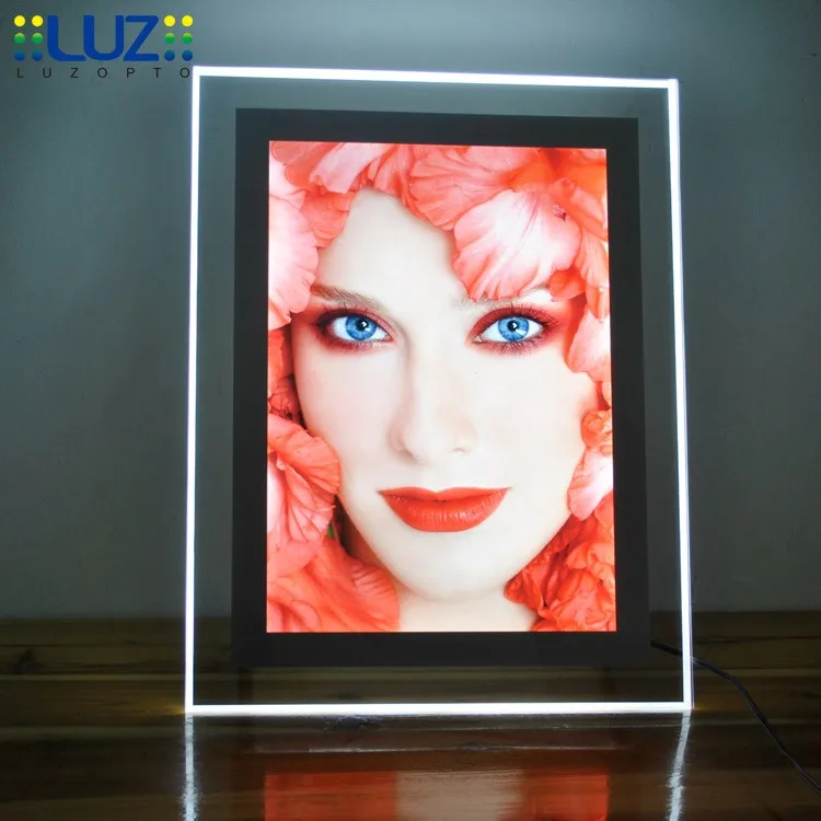 Clear Crystal Photo Frame Table Stand Led Lighting Menu A4 Led Frame ...
