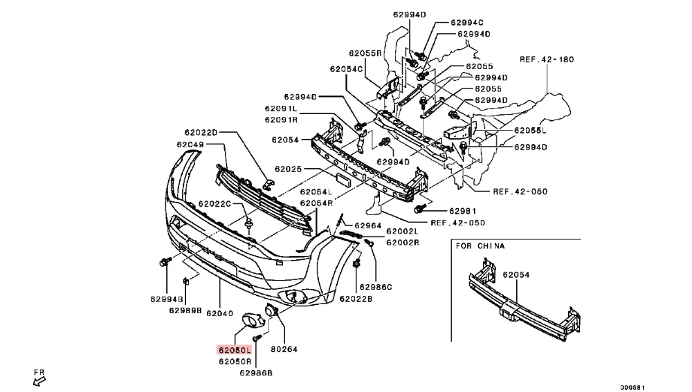 Lh Fr Bumper Garnish For Mitsubishi Outlander Xl Gf6w Gf7w Gf8w ...