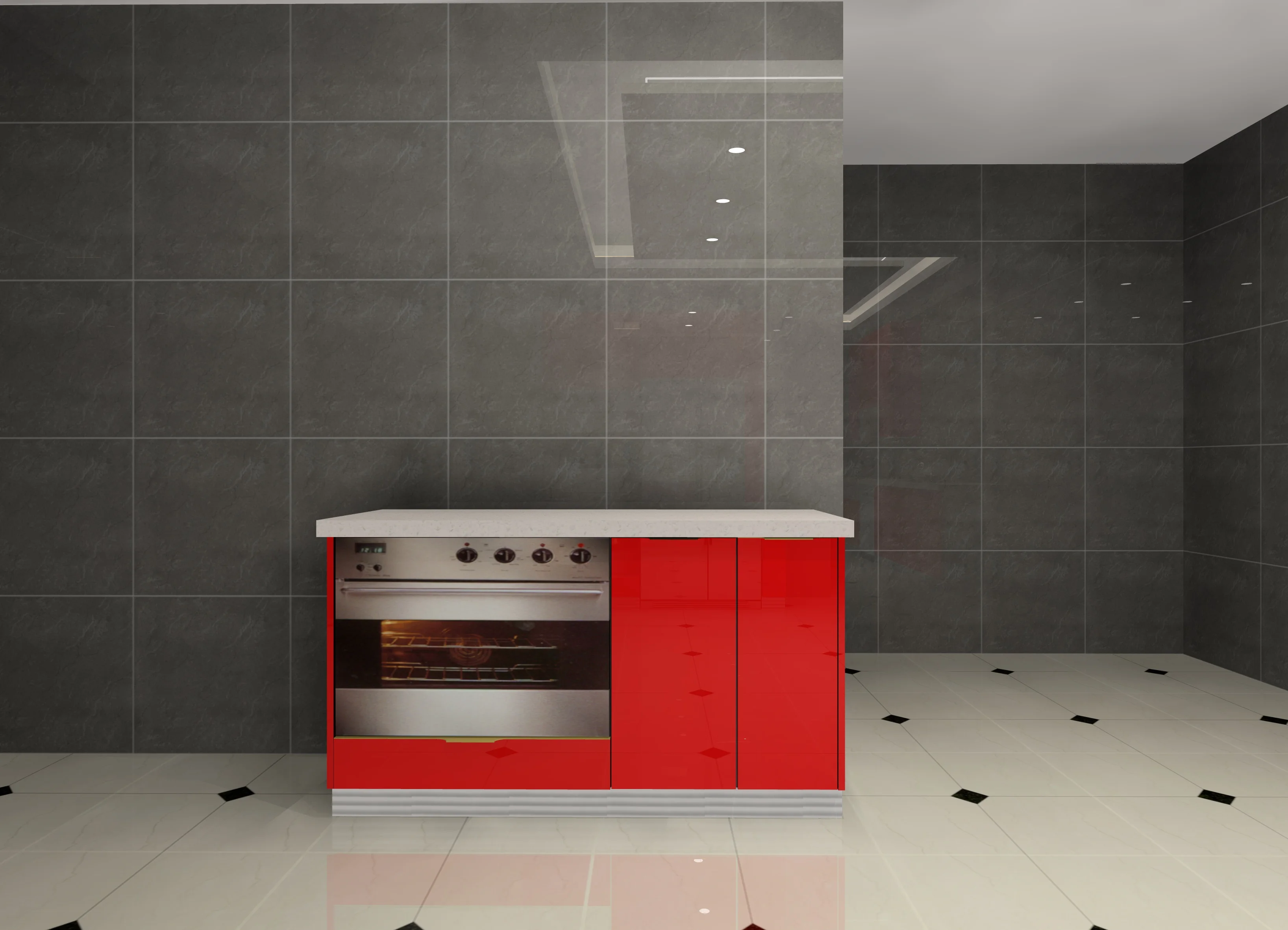 High Gloss Red Acrylic Kitchen Cabinets Direct From China Kitchen ...
