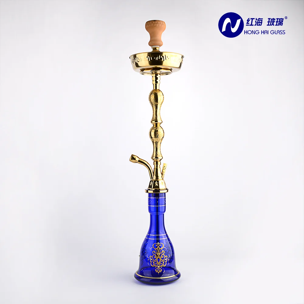 Blue Shishabucks Hookah And Real Gold Rim Handmade Shisha Pot Glass ...