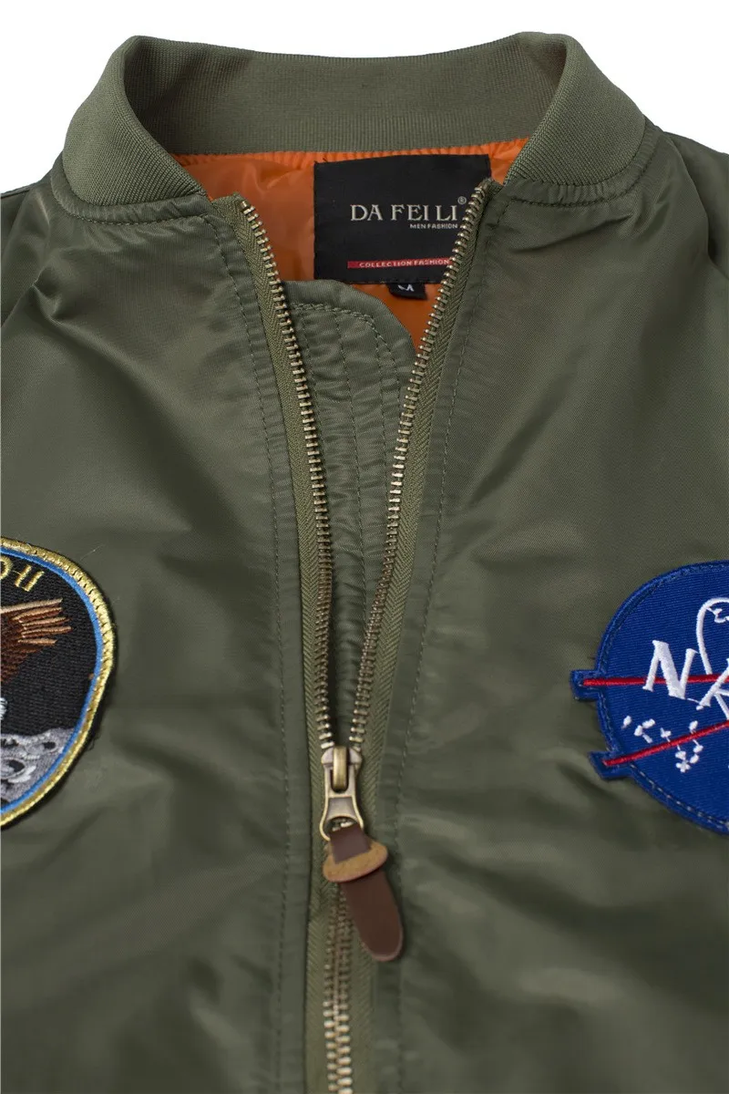 NASA Apollo Back Patched Spring Windbreaker Bomber Jacket