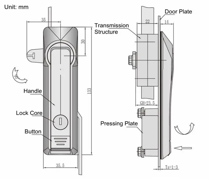 MS831 Swing Handle Rod Control Lock for Electrical Enclosures