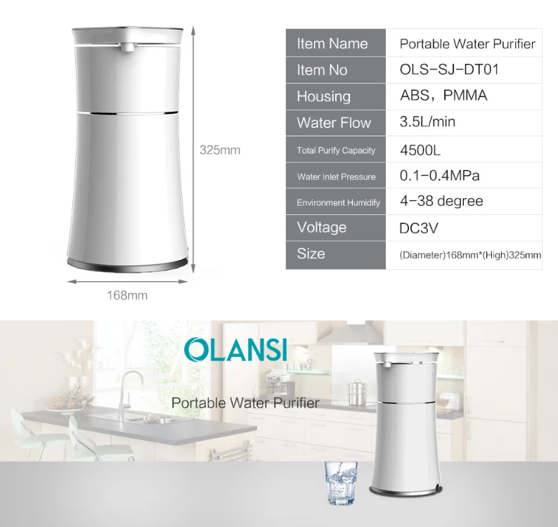 Portable Table Top Water Purifier Filter Alkaline Water Purifier 4 ...