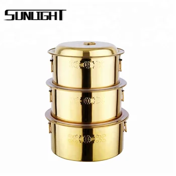 3pcs Stainless Steel Golden Cooking Pot Luxury Cookware Sets With ...