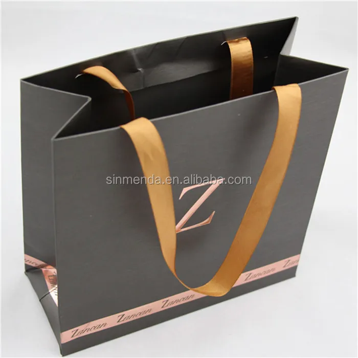 Custom Luxury Black C1s Art Paper Matt Laminated Shopping Bag With ...