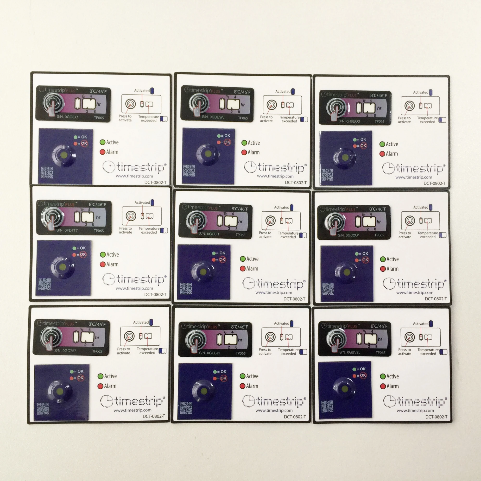 Timestrip Complete Time Temp Labels for 2-8°C Cold Chain Monitoring