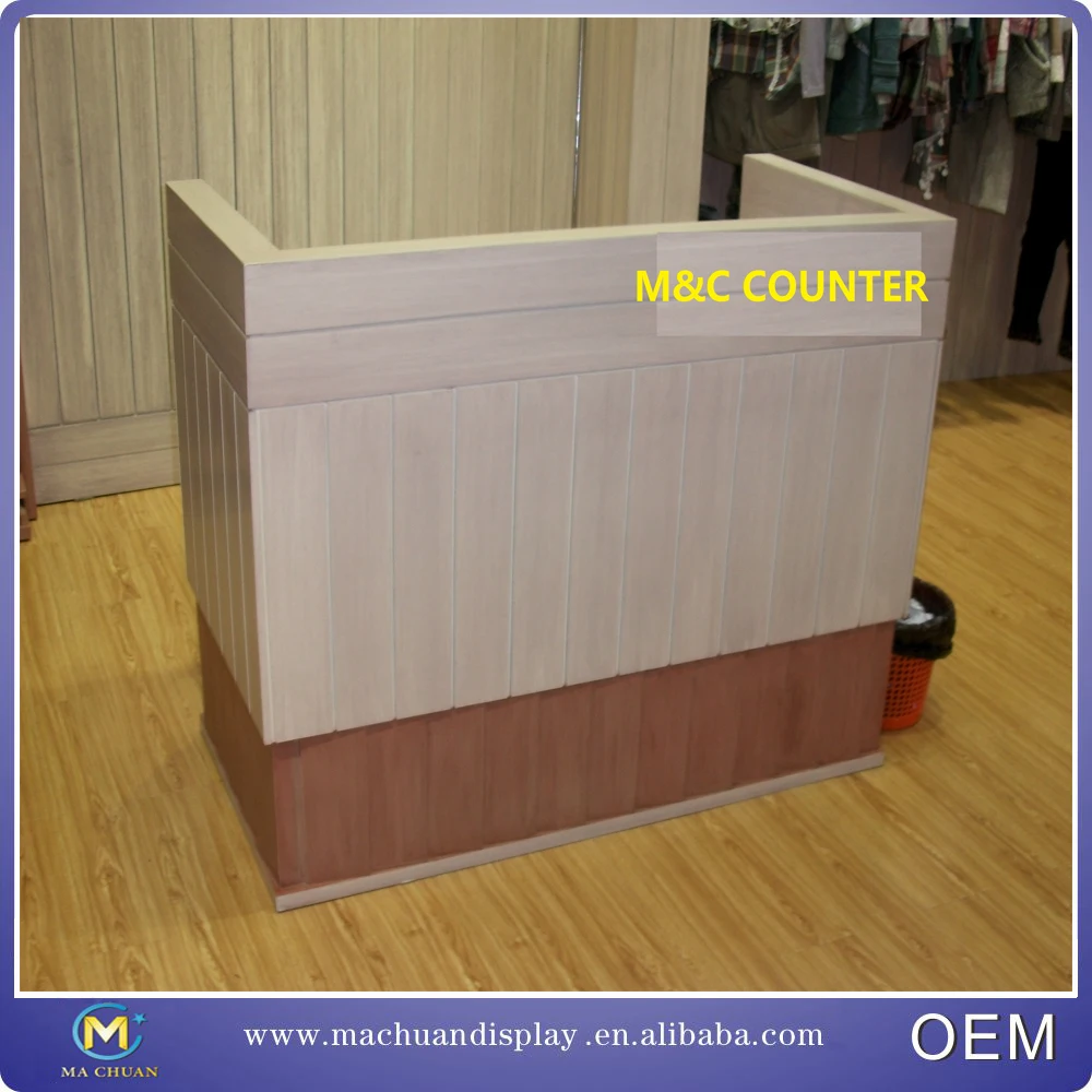 Custom Wooden Cash Counter with LED Lights for Shops