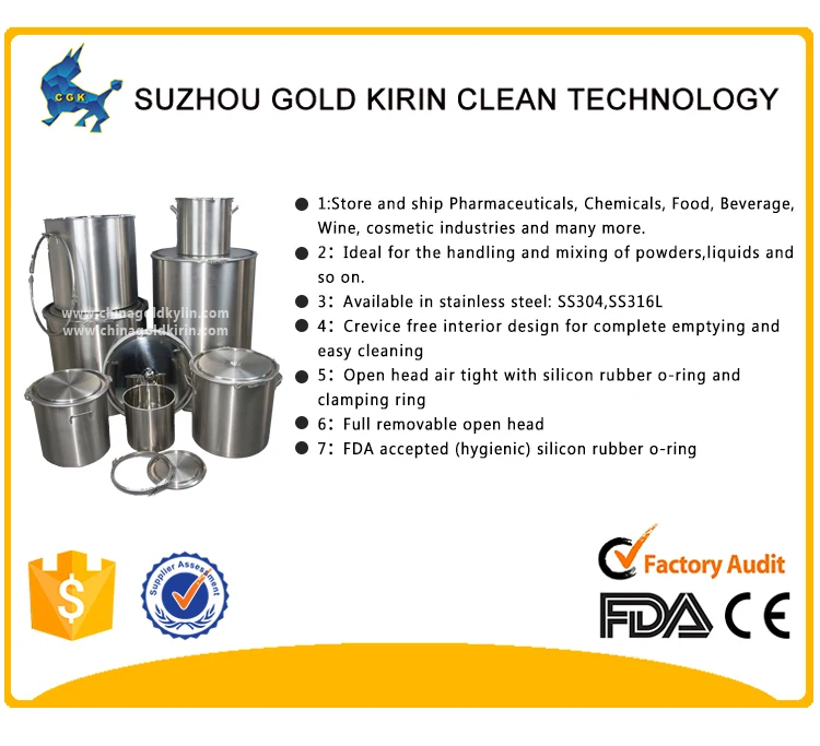 Gold Kirin Professional Factory Made 200 Litre Open Head Food Grade ...