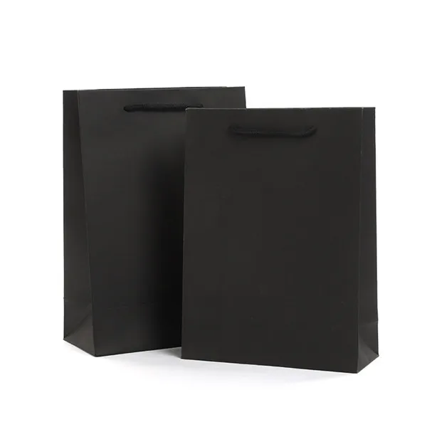 High Quality Kraft Paper Customized Black Paper Bag With Cotton Handle ...