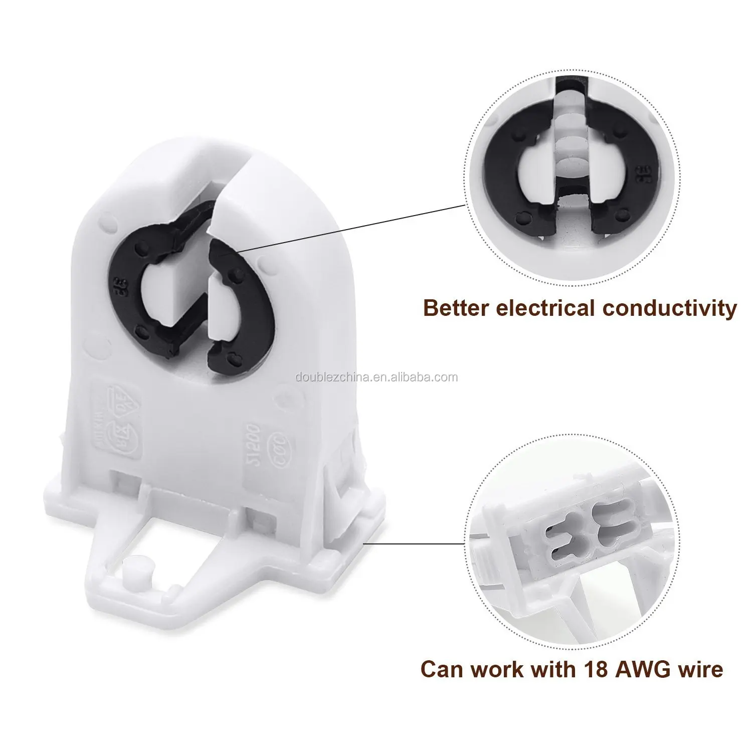 T8 Lamp Holder Non-shunted Light Socket For Led Fluorescent Tube ...