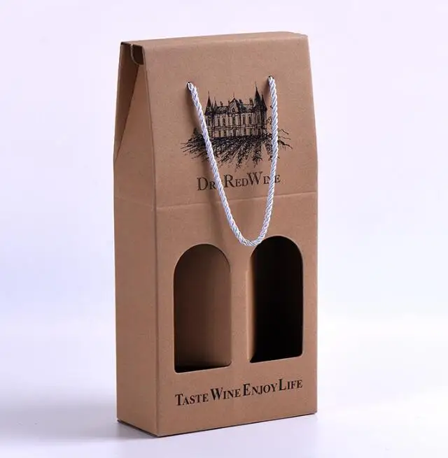 Cardboard Wine Box With Window Custom Printing Brand Wine Bag Foldable ...