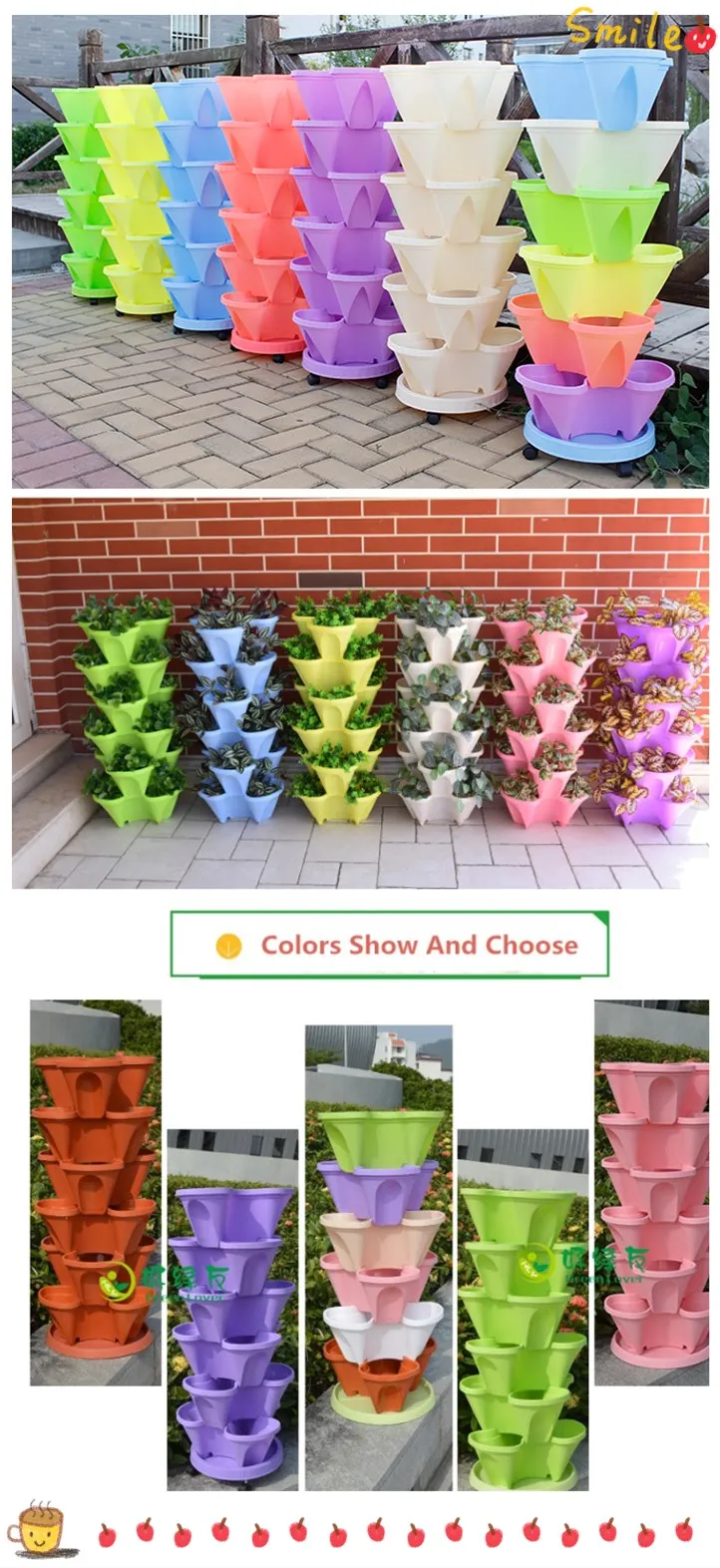 LANTAN Export Hydroponic Vertical Tower Stackable Garden Pots PP ...