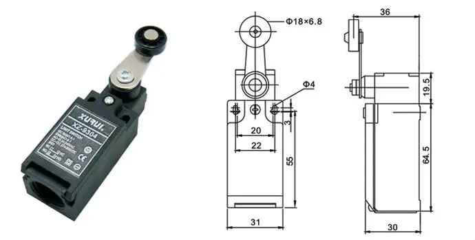 12V Slow Break Limit Switch IP65 with Roller Lever - XURUI