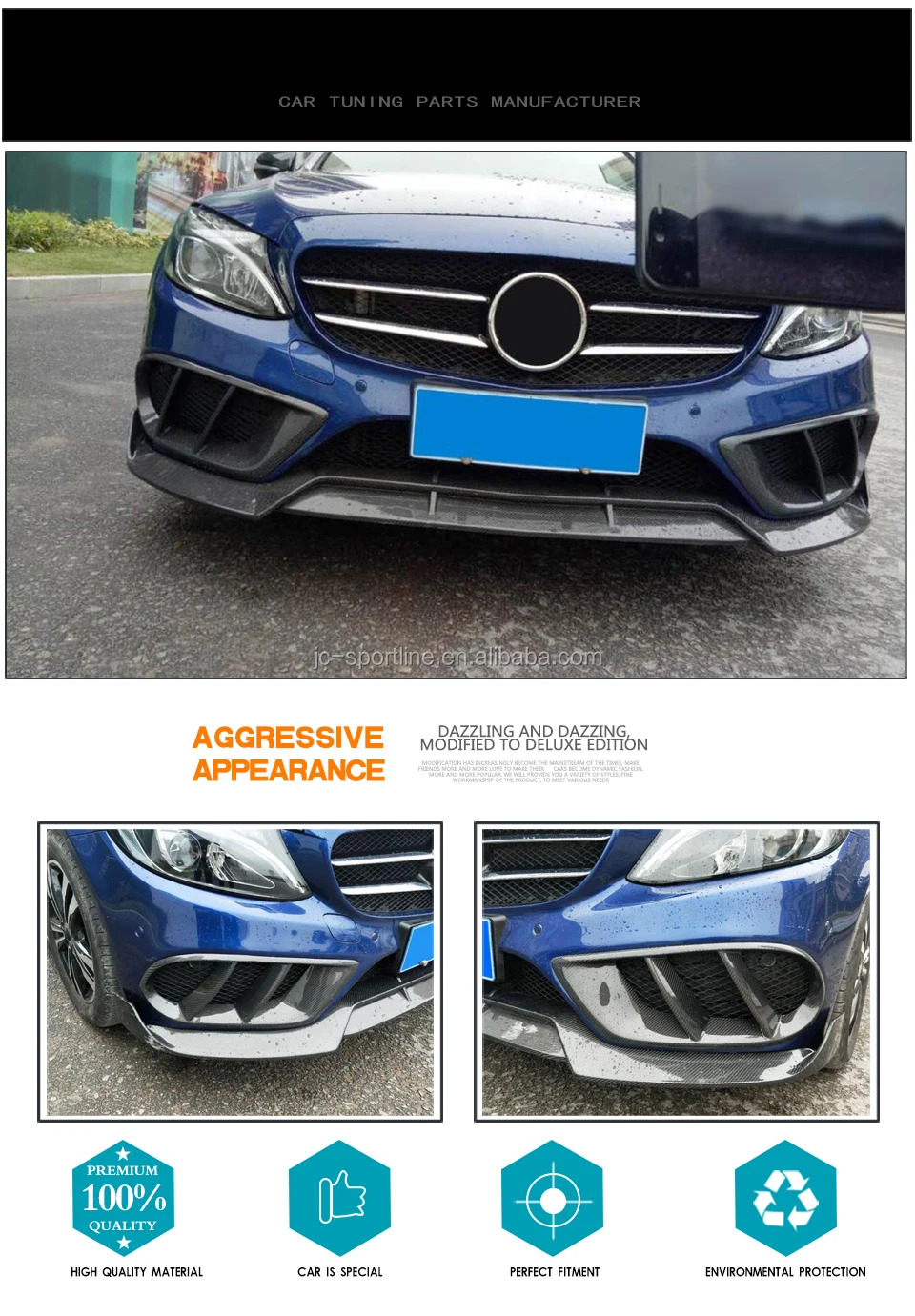 Carbon Fiber W205 C63 Fog Lamps Cover For Mercedes Benz W205 C63 Amg ...