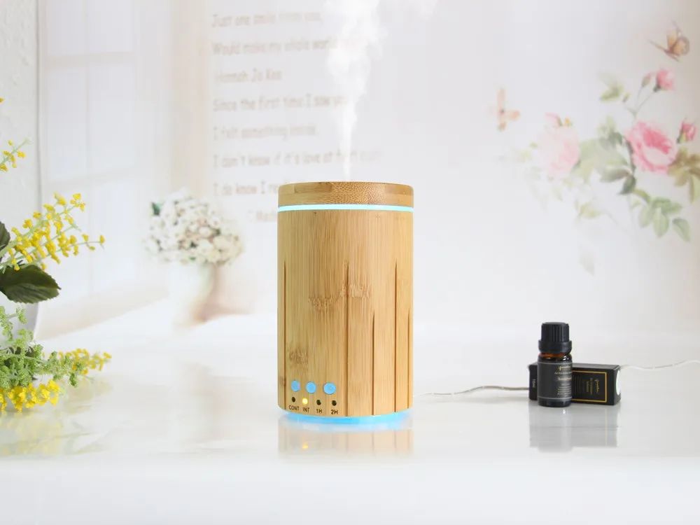 Real Bamboo Ultrasonic Aromatherapy Mini Ultrasonic Aroma Diffuser Air ...