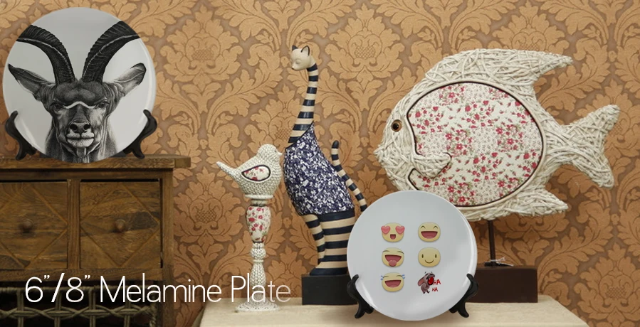 8" White Blank Round Melamine Sublimation Coated 3D Dinner Plate