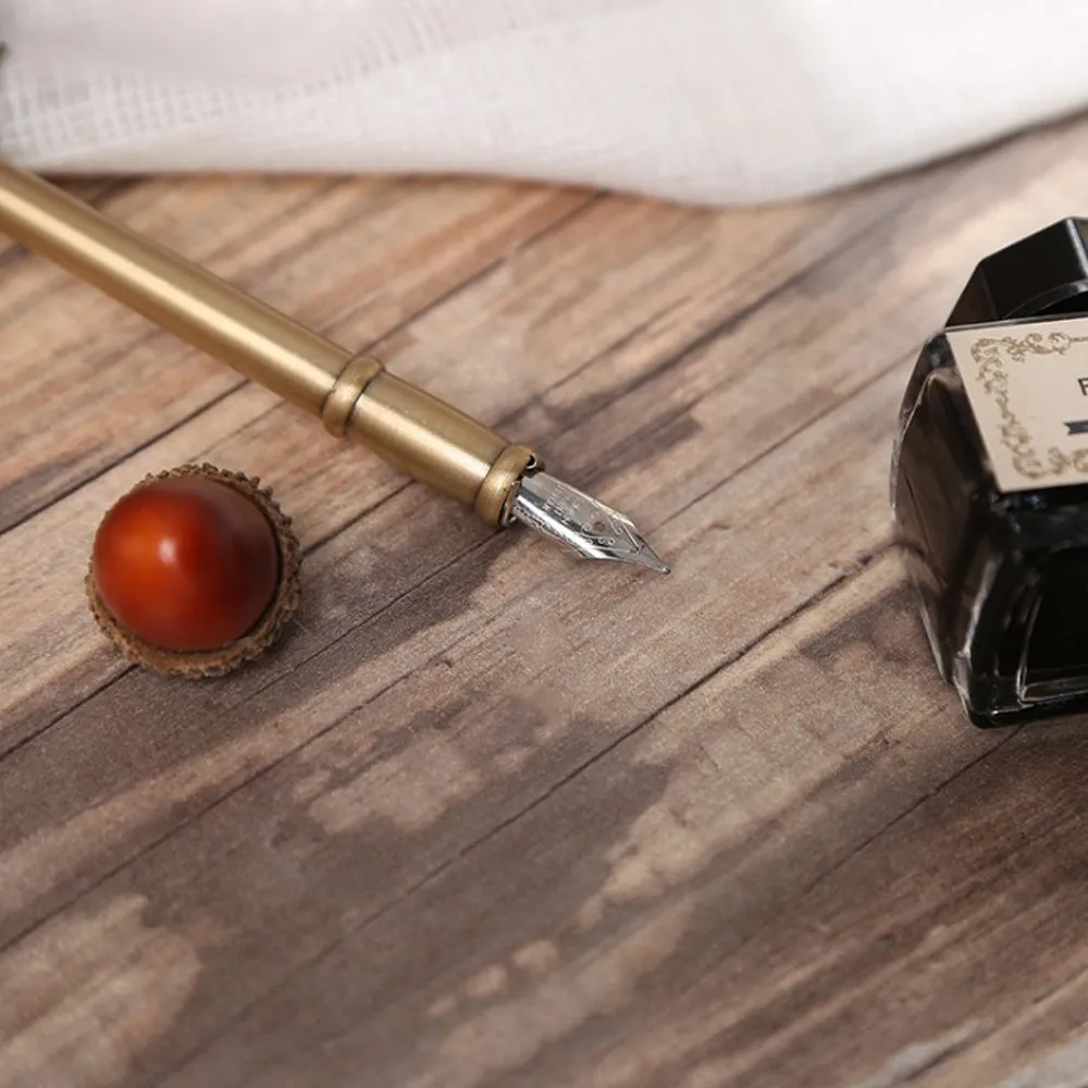 Classical Swan Feather Quill Metal Ball Pen Writing Ink Set With Gift ...