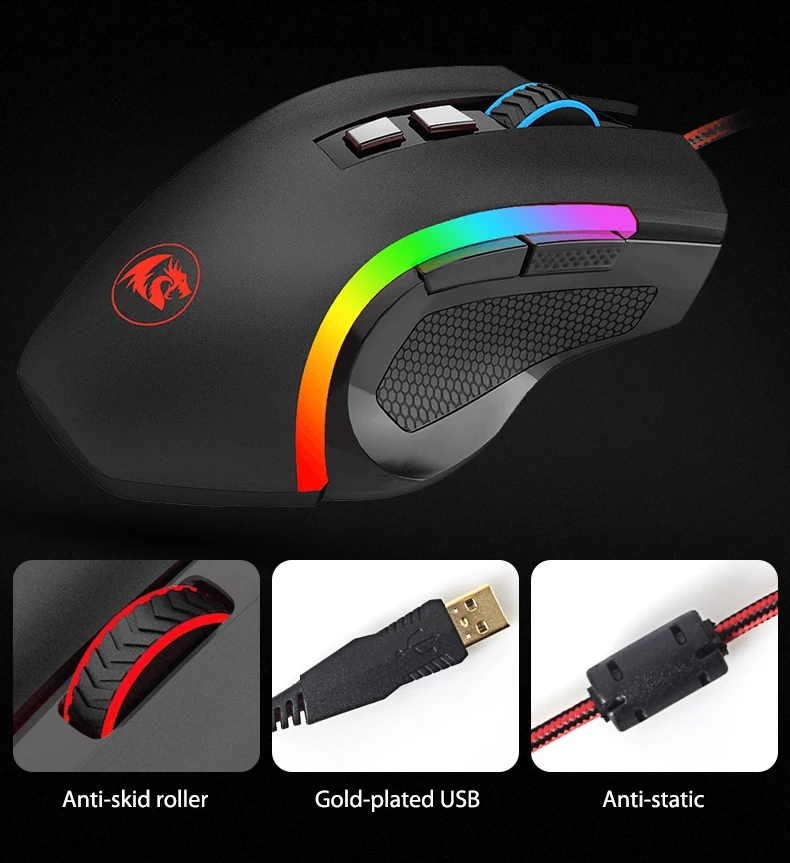 M607 Wired 7 Color Rgb Modes Red Dragon 7200 Dpi Mouse Gaming - Buy ...