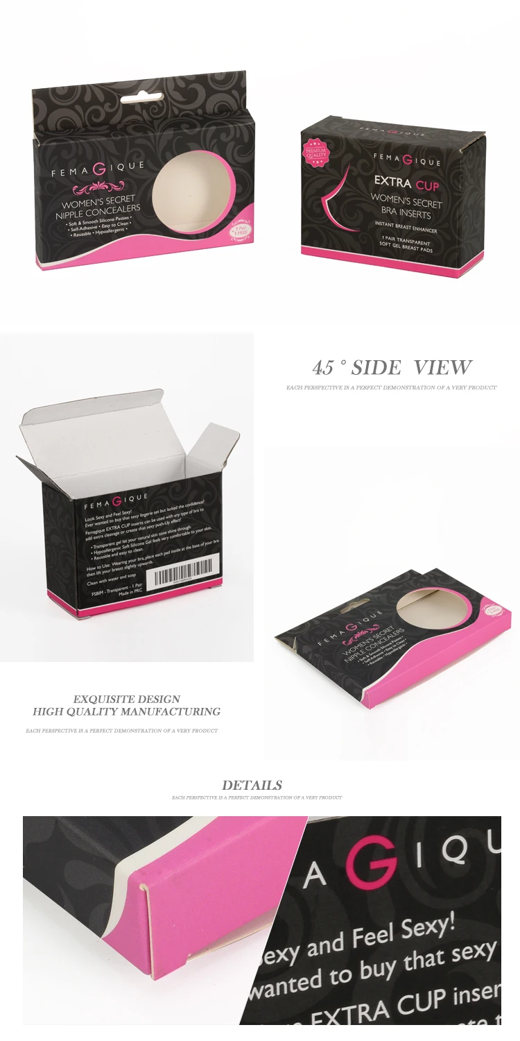 Custom Silicone Bra Laminated Cardboard Package Box With Round Window ...