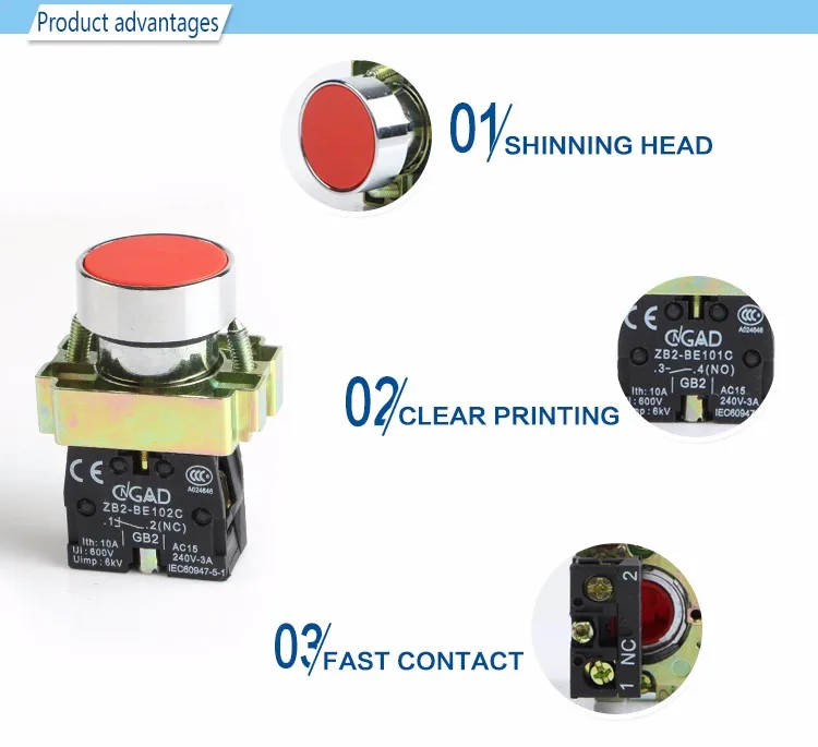 Xb2-ba42 Cngad Red Xb2 Momentary Flush Push Button Switch - Buy Xb2 Push Button Switch,Xb2 Push ...