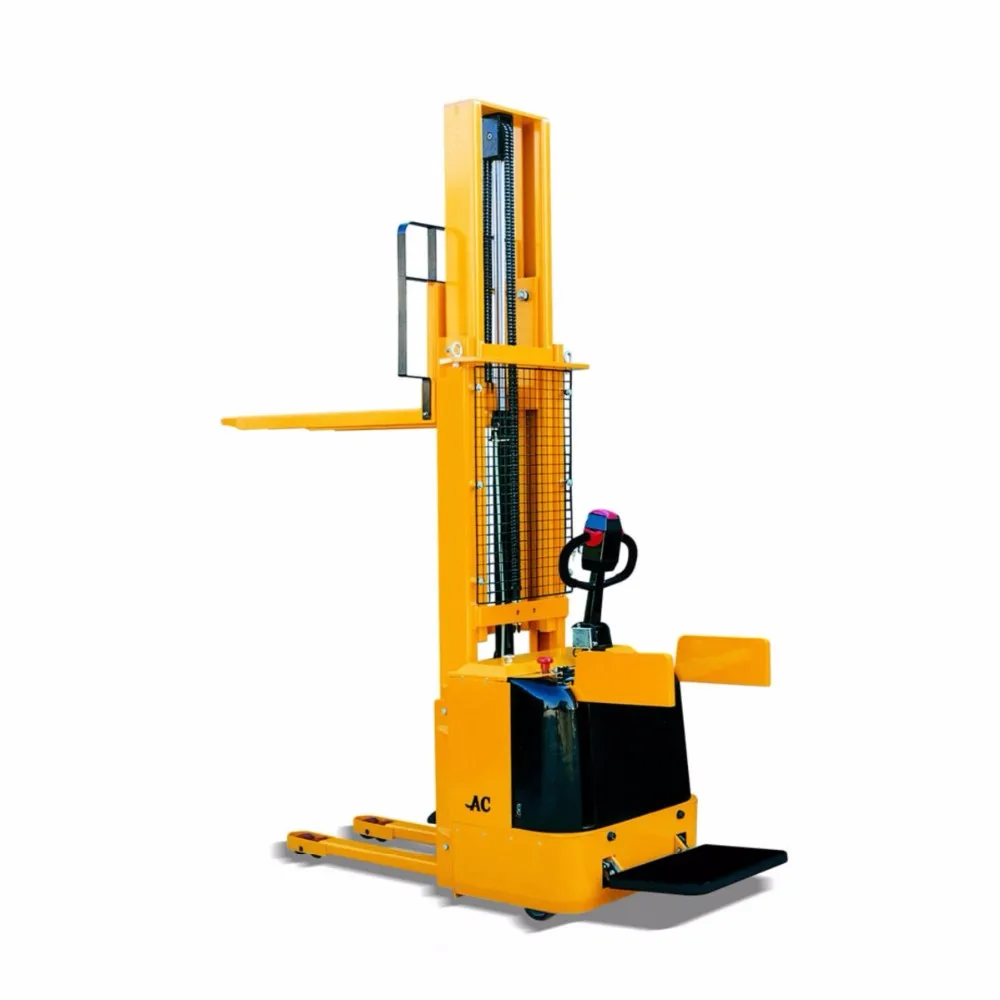Full Electric Powered Forklift Pallet Stacker with Armrest and Platform