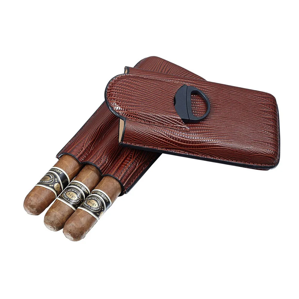 Wholesale Luxury Leather Cigar Case - Snakeskin Pattern