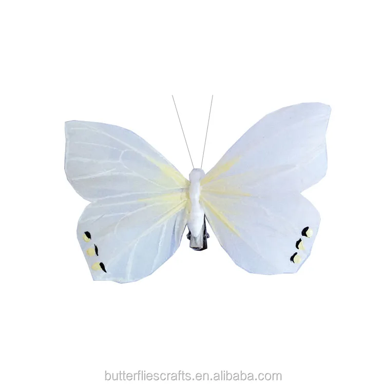 Lifelike White Artificial Flying Butterfly for Spring Decorations