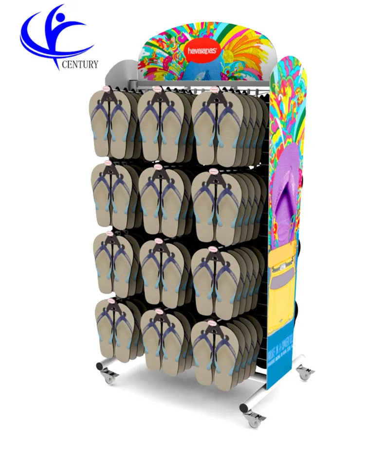 Custom Supermarket Slipper Hanging Floor Slippers Flip Flop Rack Metal ...