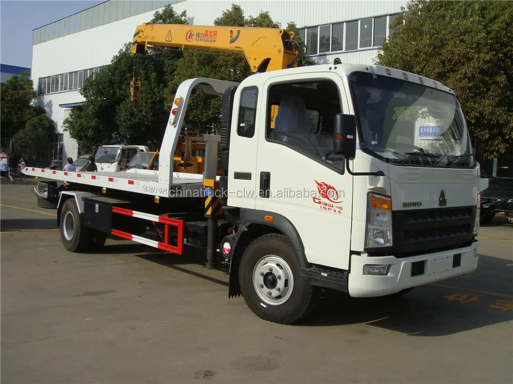 Right Hand Drive Sinotruk 6 Wheel 4ton Self Loader Tow Truck With Crane ...