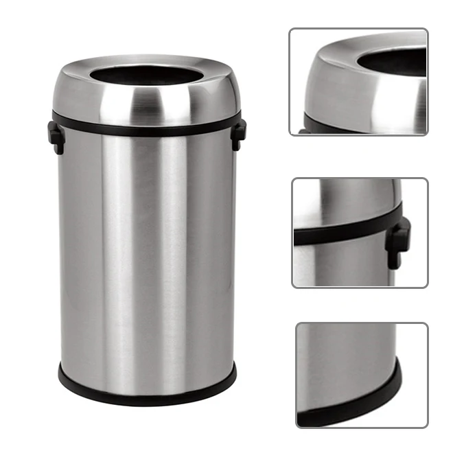Deluxe Large Capacity Stainless Steel Open Top Trash Can for Hotels ...