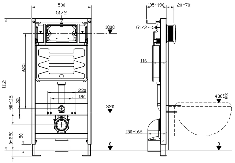 Dual Flush Twin Flushing Hidden In Wall With Steel Frame Concealed ...
