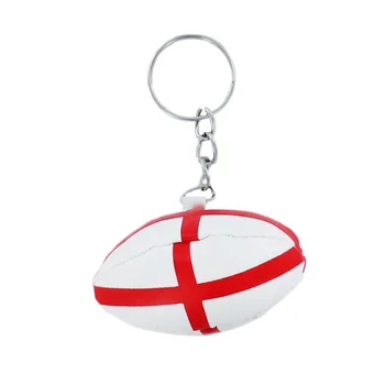 Mini Rugby Ball Keychain Keyring Key Chain Ring Leather Flag England ...