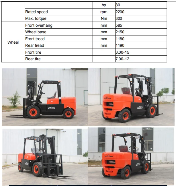 5 Ton Diesel Forklift - Max Lifting Height 3M Mast