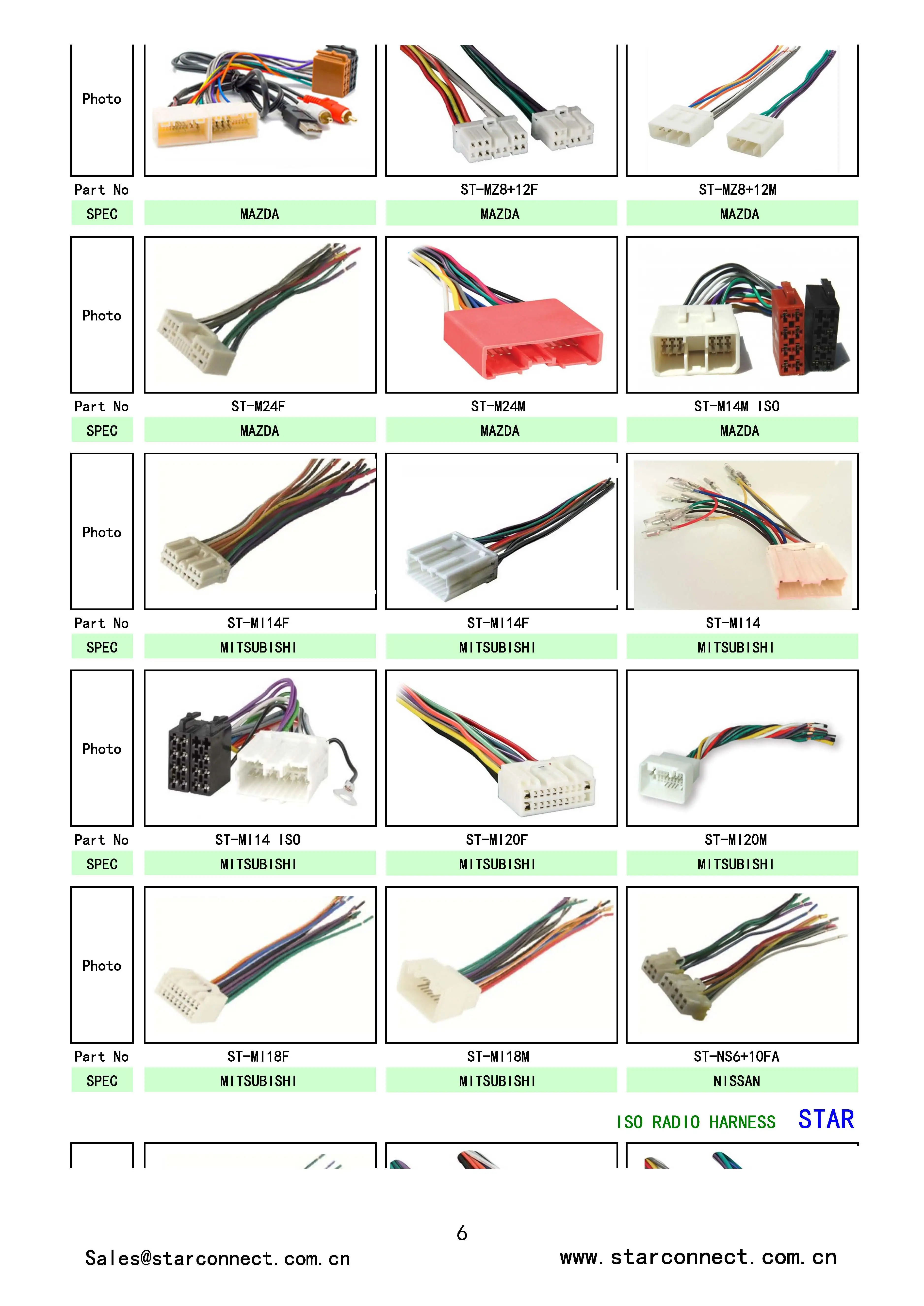 Automobile 5 Pin Female Green Connector for Toyota Radio
