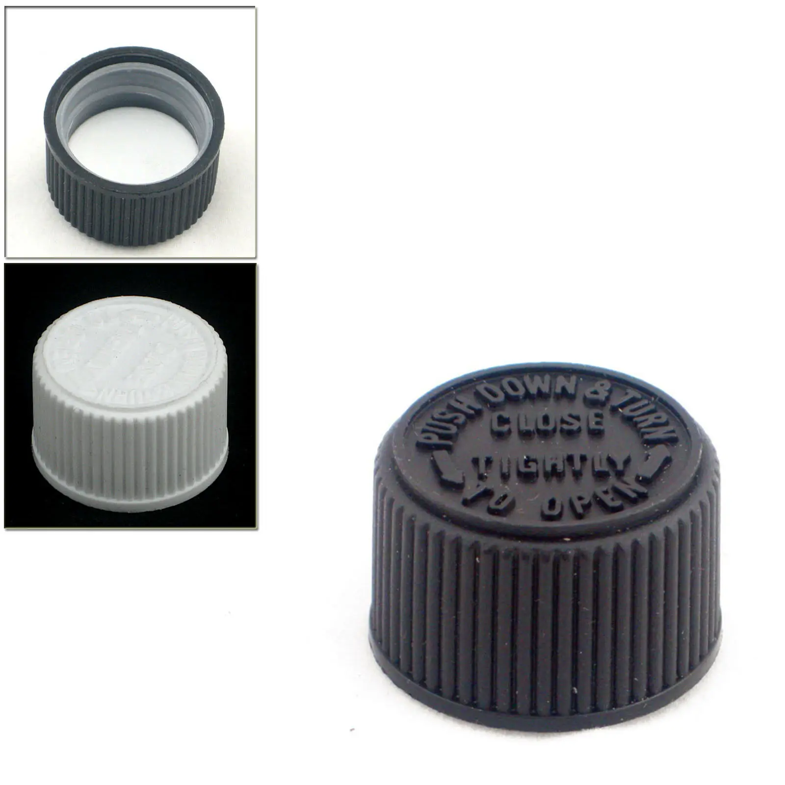 20-400 Black/white Non Dispensing Lid Child Resistant Screw Caps With ...