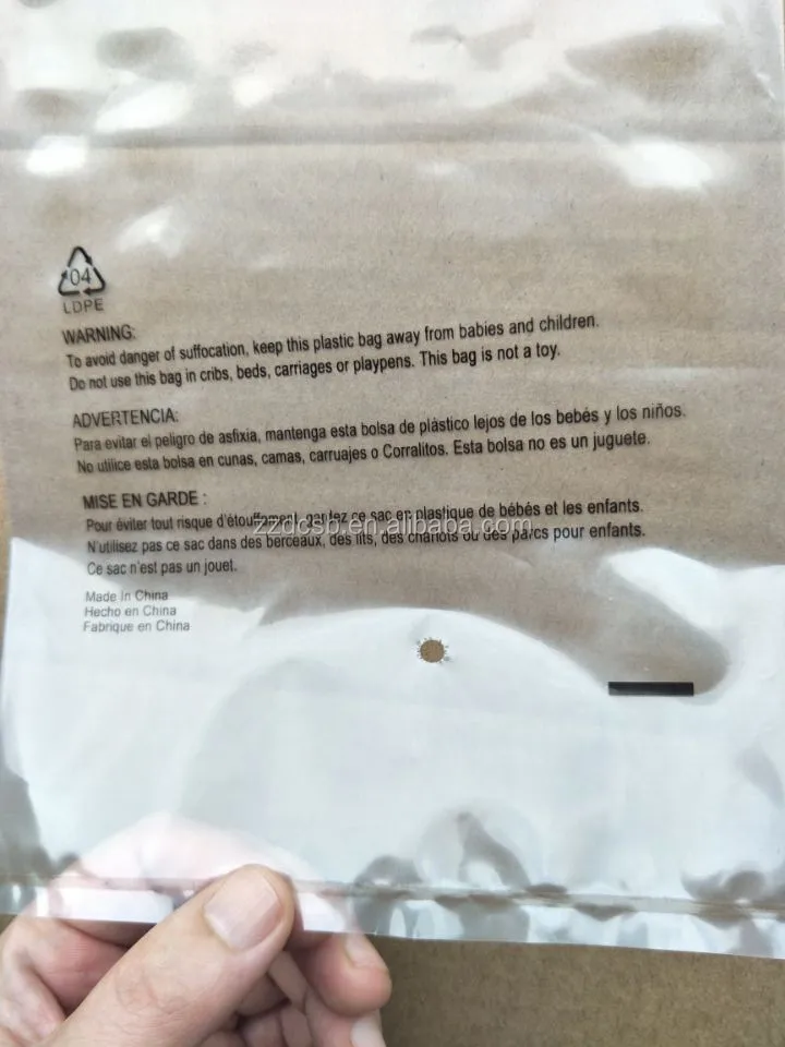 Crystal Clear Plastic Ldpe/pp Suffocation Warning Poly Bag With Self ...