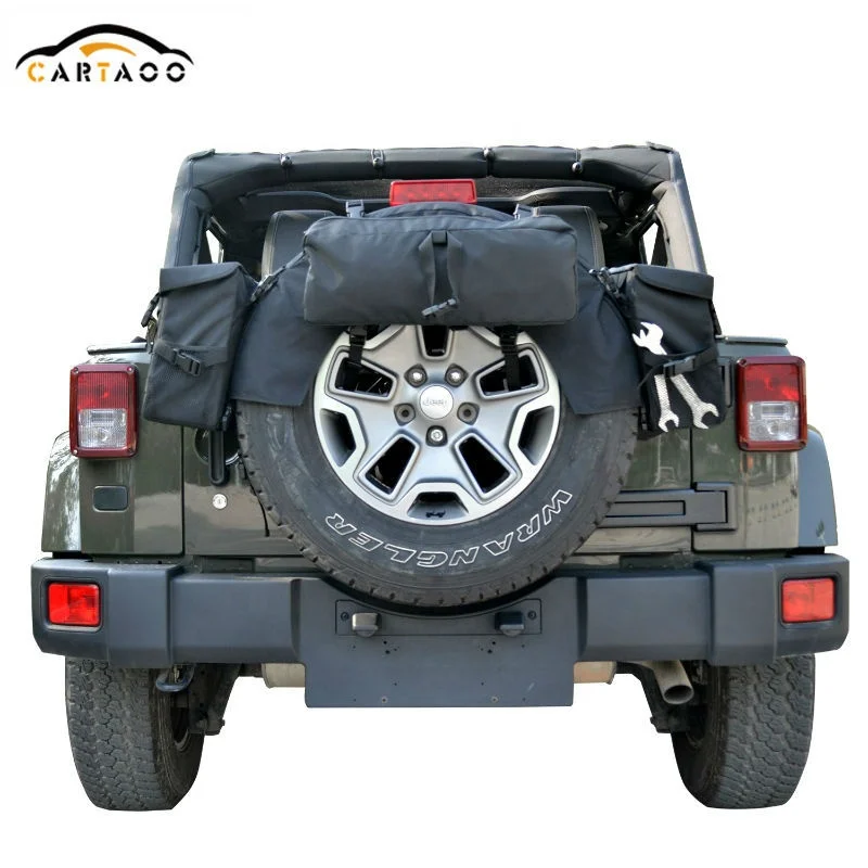 Cartaoo Black Spare Tire Cargo Bag Storage Organizer For Jeep Wrangler ...