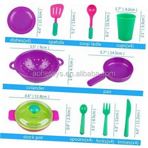 Drop Shipping 27 Pc Plastic Dish Tableware Kid Pretend Play Toy Kitchen ...