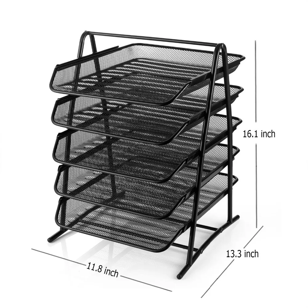 Wideny 5 Tier Stackable Desk Document Organizer Trays